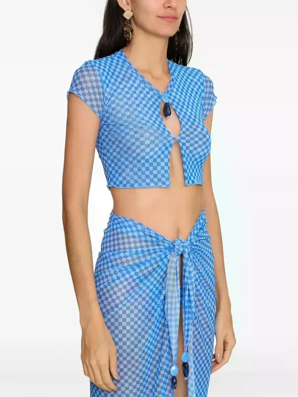 AMIR SLAMA X Jade Picon Checkerboard Cut-out Crop Top