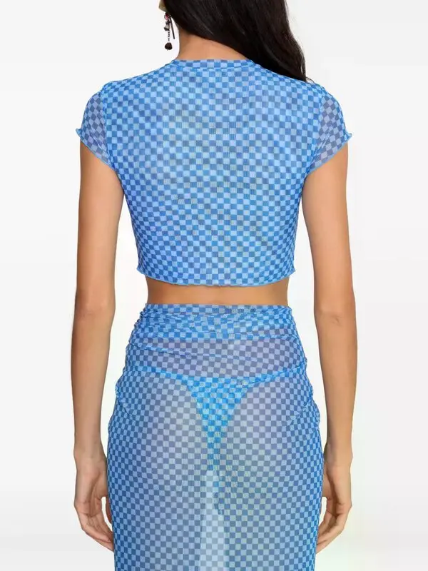 AMIR SLAMA X Jade Picon Checkerboard Cut-out Crop Top