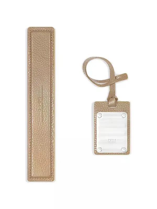 FPM MILANO Shimmer Metal Leather Address Tag - Neutrals