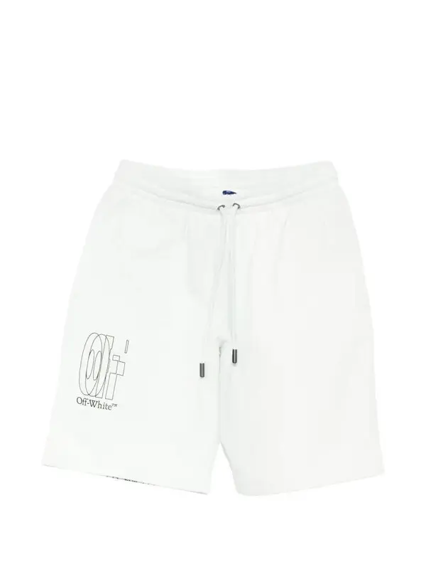 Off-White Drawstring Shorts - Green