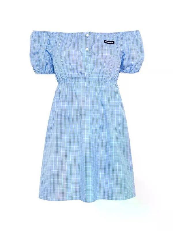 Miu Miu Plaid-pattern Mini Dress - Blue
