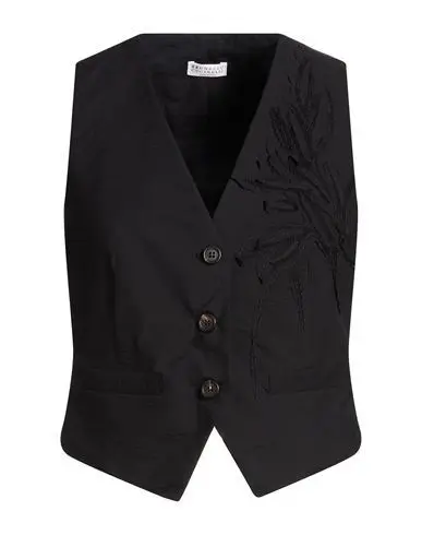 Brunello Cucinelli Tailored Vest With Appliqués And Embroidery - Black