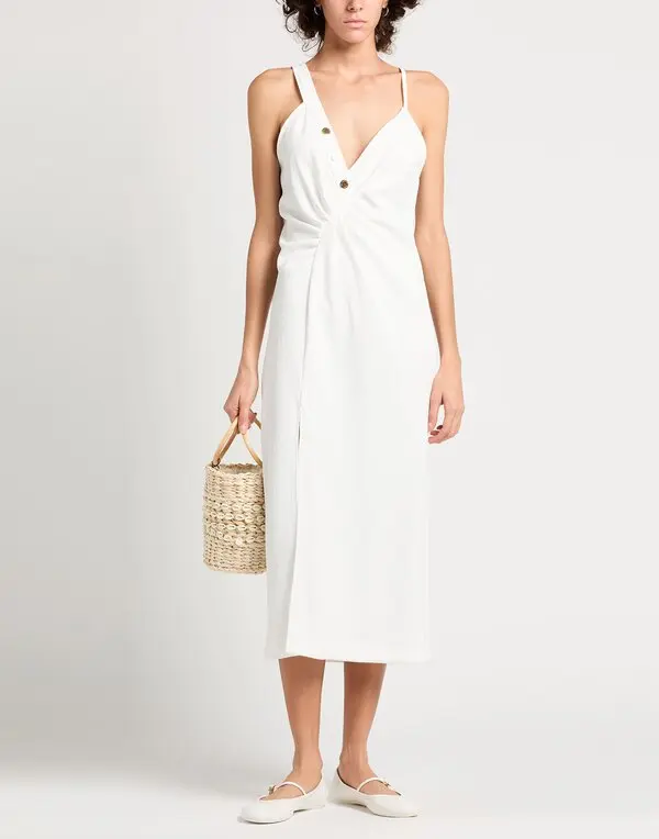 Sandro Sleeveless Midi Dress With Appliqués - White