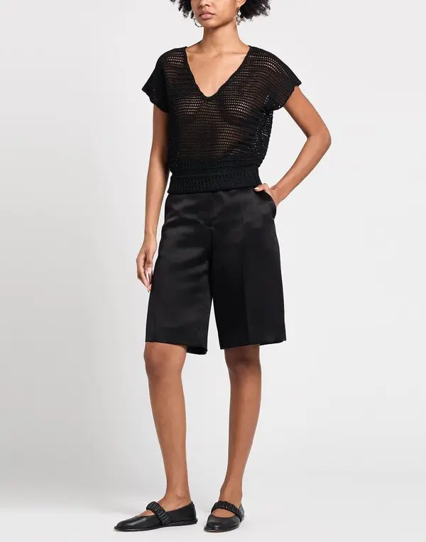 Agnona Silk And Cotton Open-knit Sweater - Black
