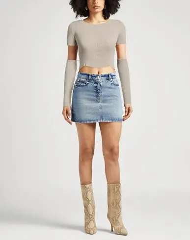 VICOLO Cropped Knit Top With Detachable Sleeves