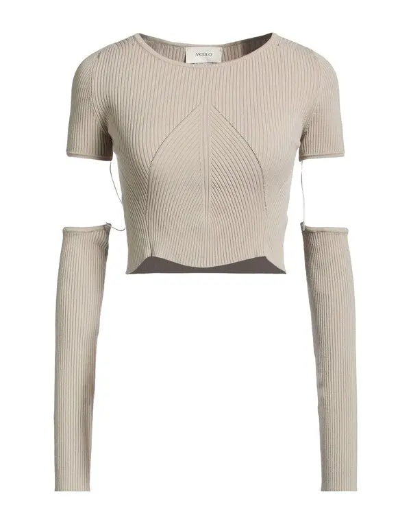VICOLO Cropped Knit Top With Detachable Sleeves