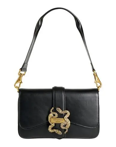 Just Cavalli Flap Handbag With Snake Clasp - Black