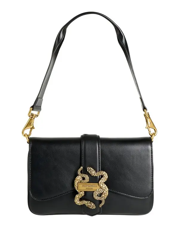 Just Cavalli Flap Handbag With Snake Clasp - Black