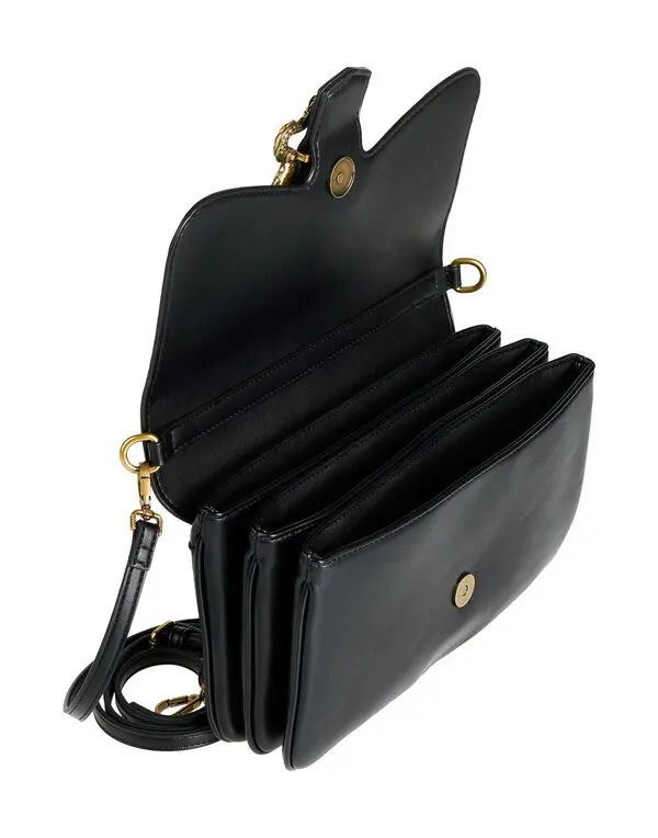 Just Cavalli Flap Handbag With Snake Clasp - Black