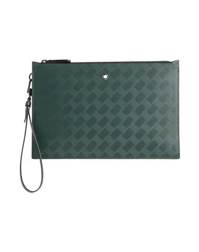 Montblanc Textured-leather Clutch With Wristlet Strap - Dark Green