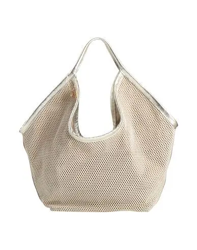 LAURA DI MAGGIO Leather Hobo Bag With Metallic Trim - Beige