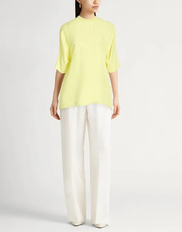 Agnona Lime Viscose And Silk Top