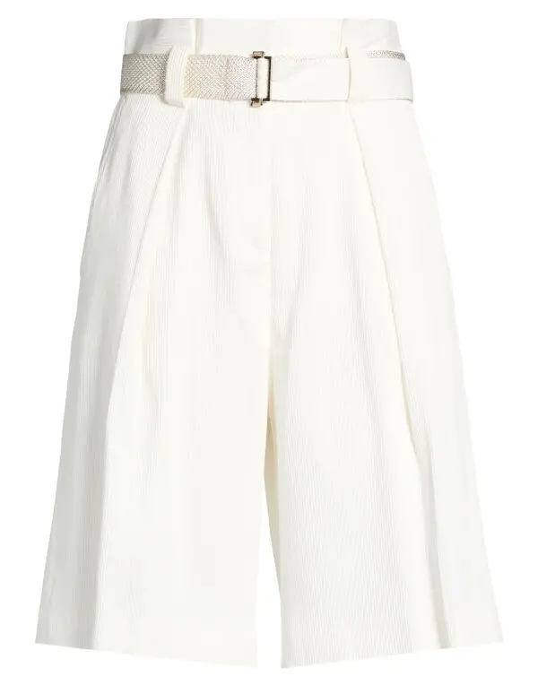Agnona Woven High-waisted Bermuda Shorts - White