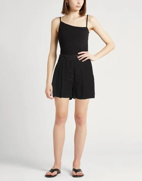 120% Lino Linen High Waisted Shorts - Black