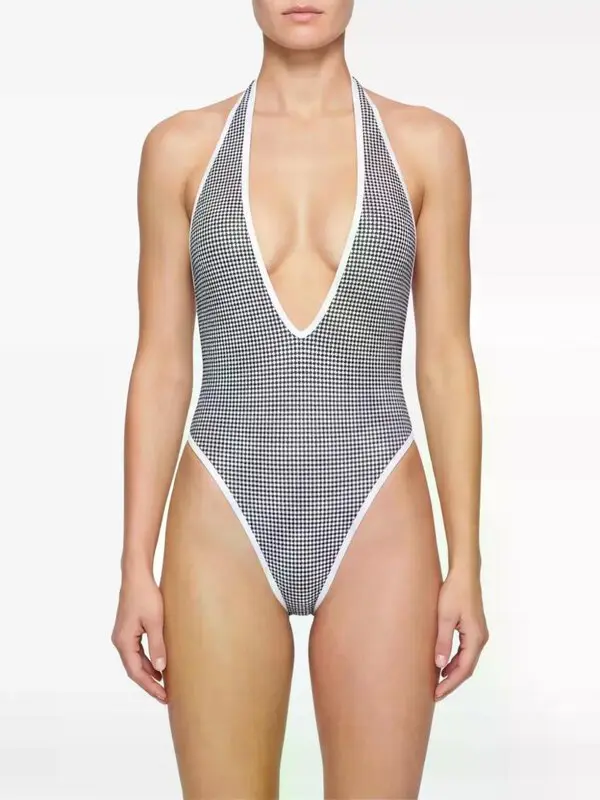 DIESEL® Houndstooth Plunge Halterneck Swimsuit