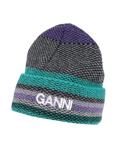 GANNI Intarsia-knit Beanie - Black