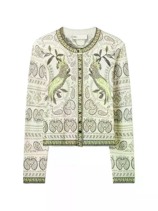 Tory Burch Printed Wool Cardigan
