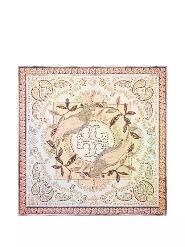 Tory Burch Cockatoo Bandana Silk Square Scarf - Neutrals