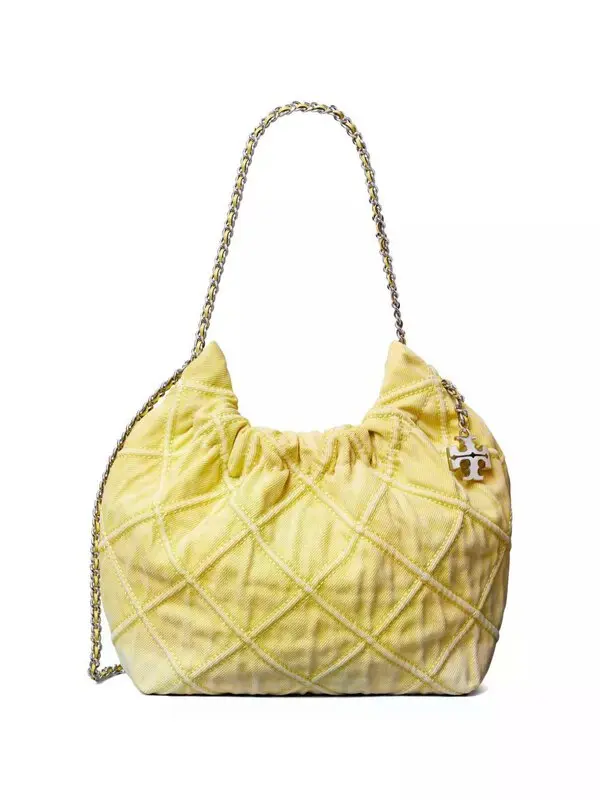 Tory Burch Mini Fleming Soft Denim Hobo Bag - Yellow