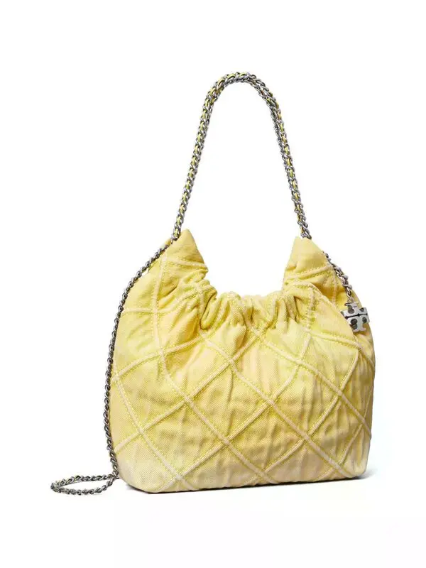 Tory Burch Mini Fleming Soft Denim Hobo Bag - Yellow