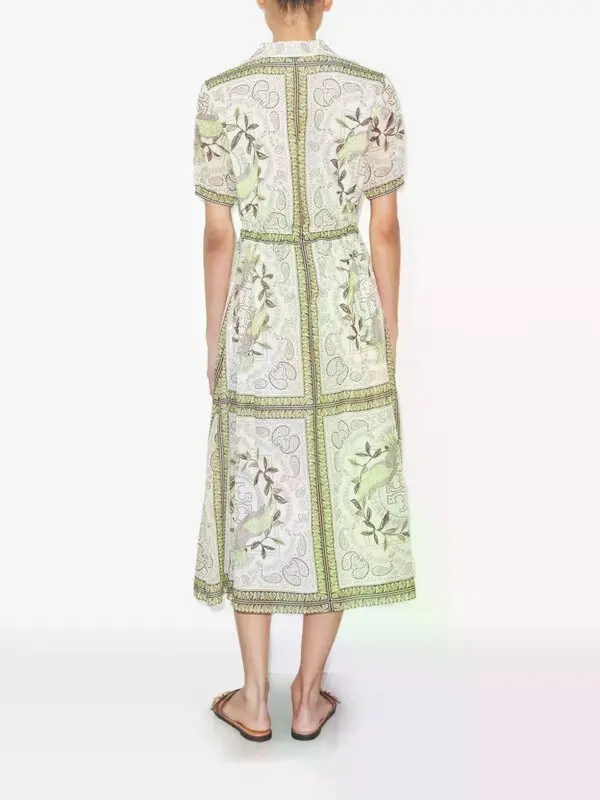 Tory Burch Cinched Cotton Zip Dress - Neutrals