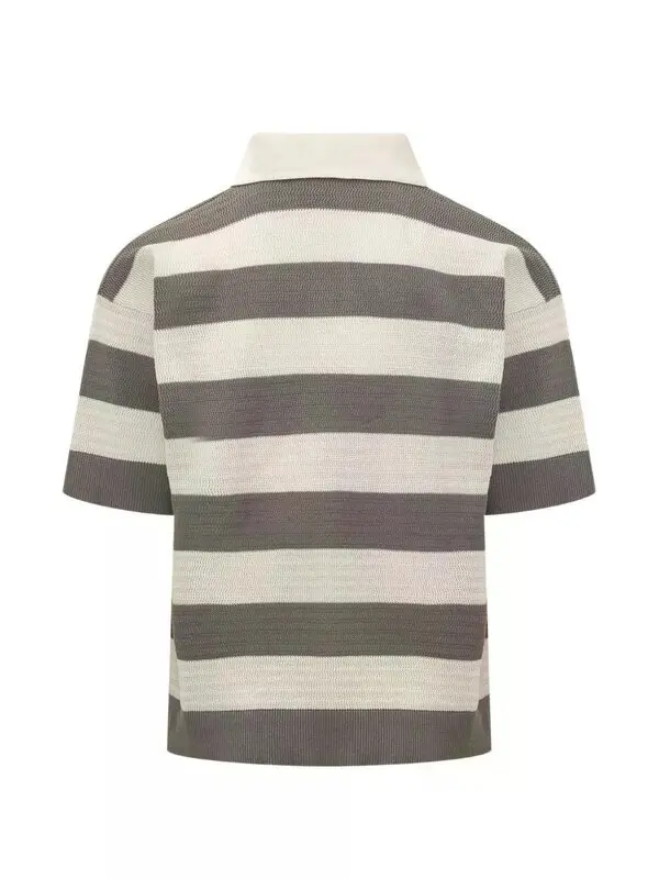 AMI Paris De Coeur Striped Polo Shirt - Neutrals