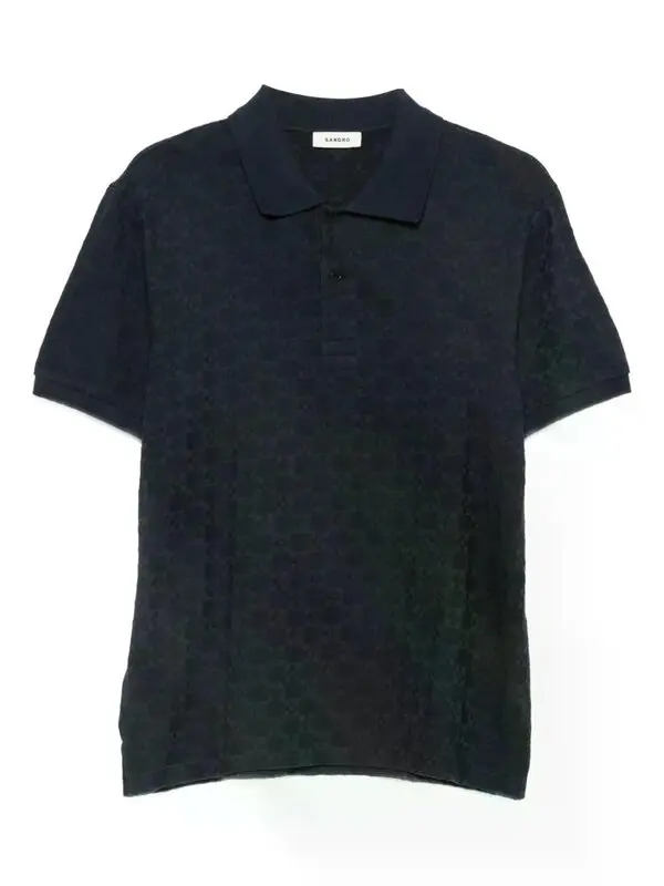 Sandro Square-pattern Polo Shirt - Blue
