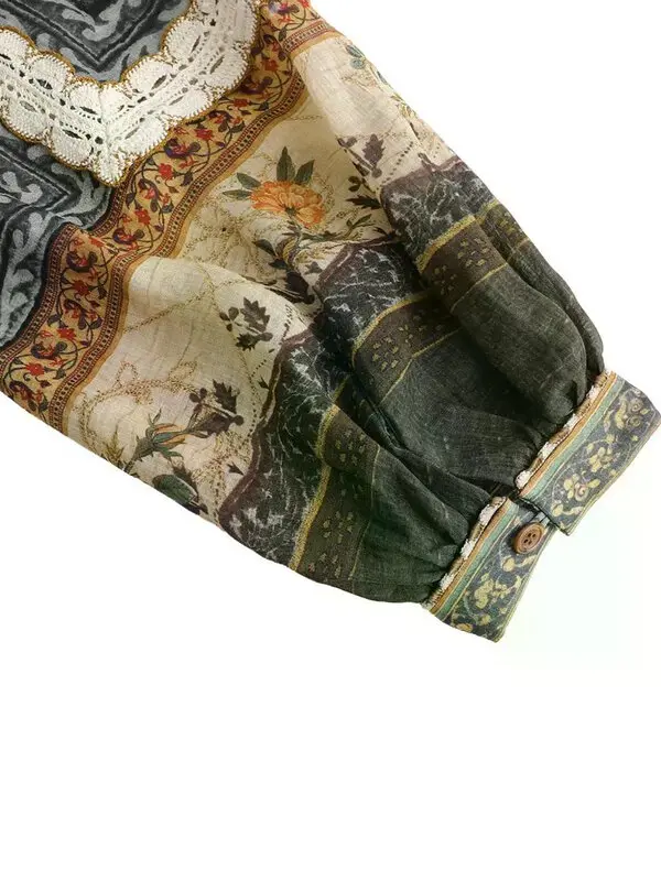 INTO THE EAST Patchwork-motif Top