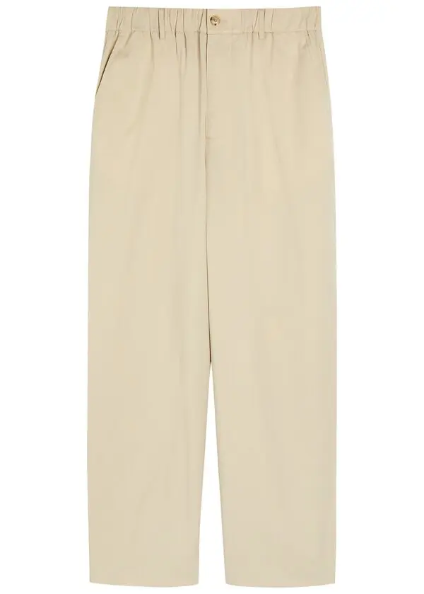 FRAME Straight-leg Cotton Trousers - Beige