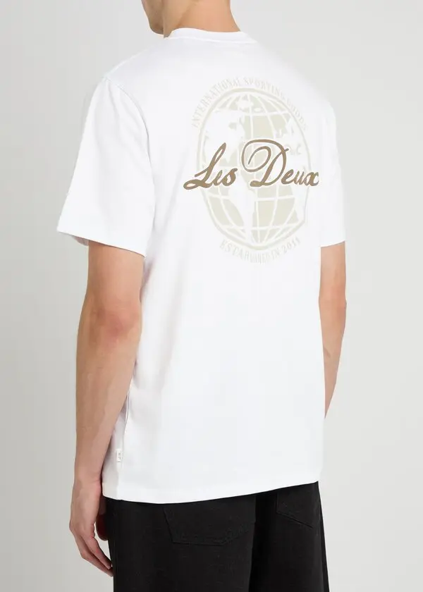 LES DEUX Ben Globe Logo-print Cotton T-shirt