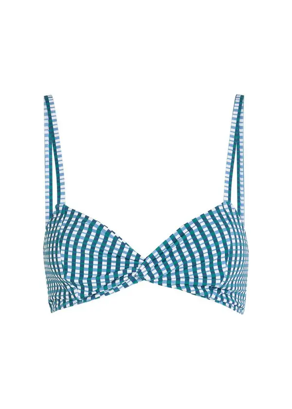 NOUNOU Missy Gingham Bikini Top - Blue