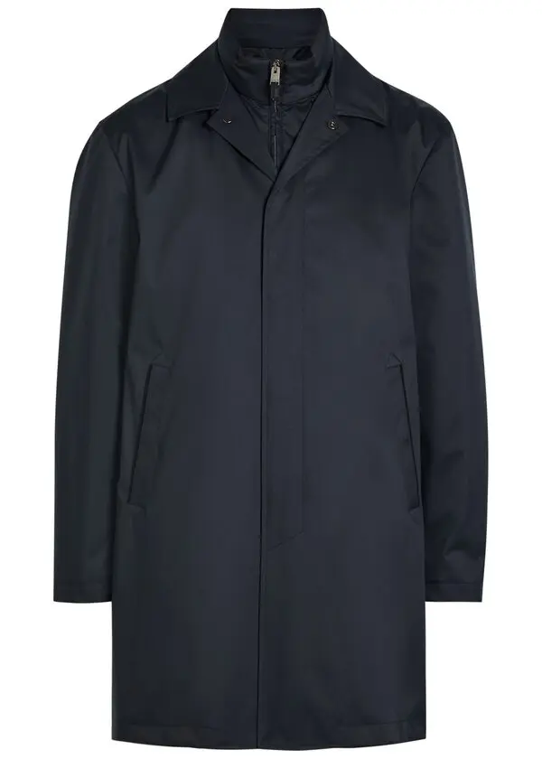 Canali Layered Woven Coat - Navy