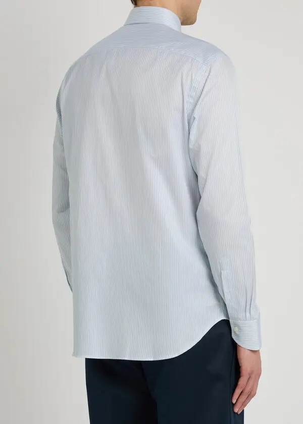 Canali Striped Cotton Shirt - Blue