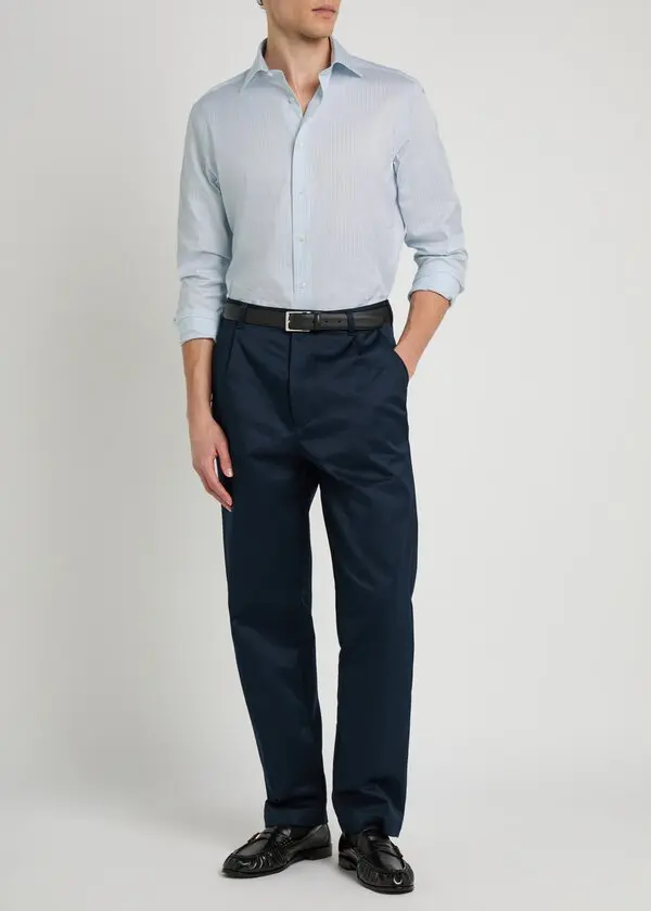 Canali Striped Cotton Shirt - Blue