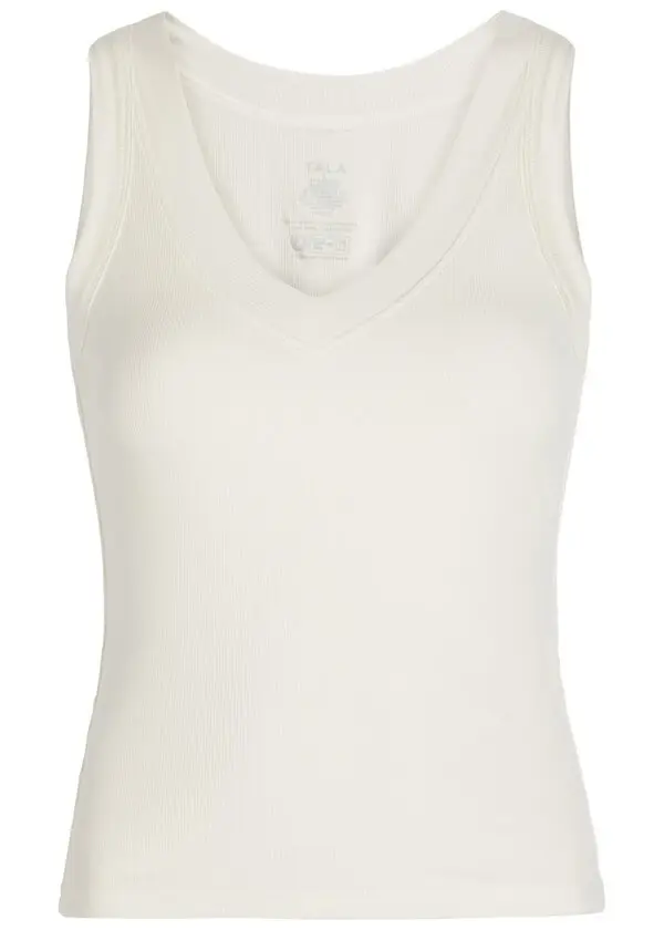 TALA 365 Ribbed V-neck Stretch-modal Vest - Off White