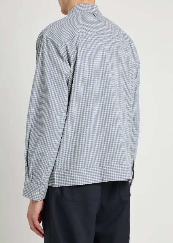 Nn07 Reed Checked Stretch-cotton Overshirt - Blue