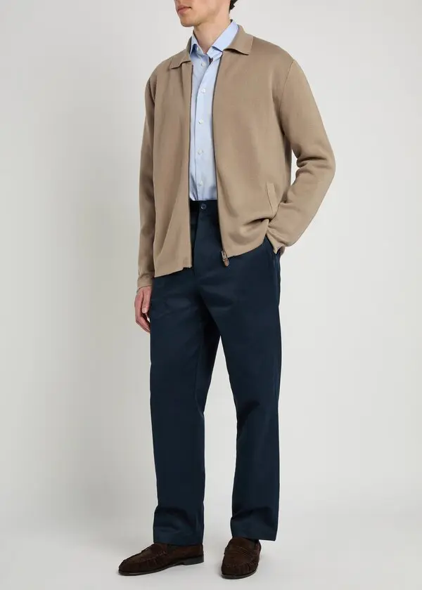Canali Modal And Cotton-blend Cardigan - Brown