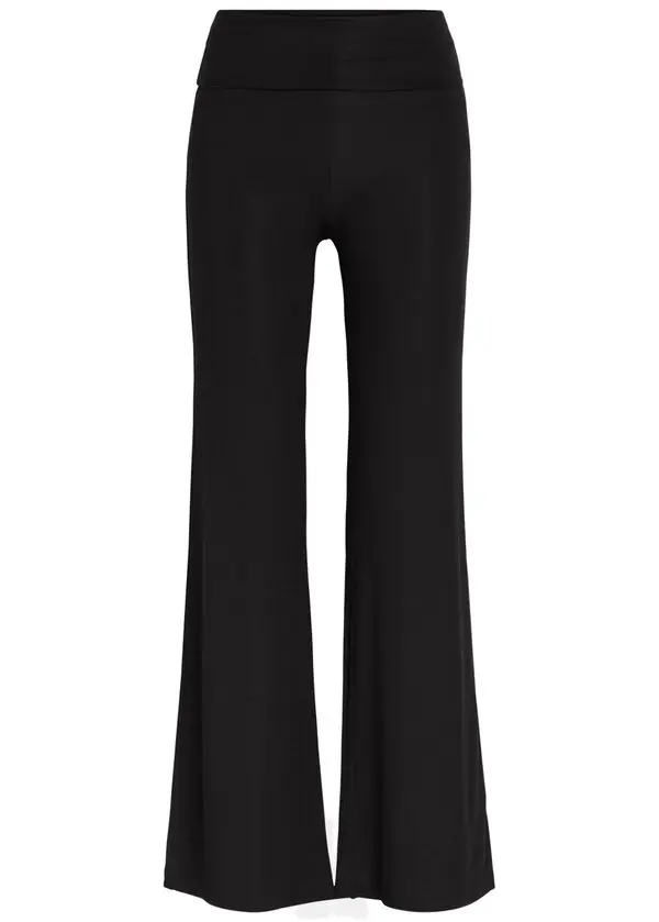 TALA Fold Over Flared-leg Stretch-modal Trousers - Black
