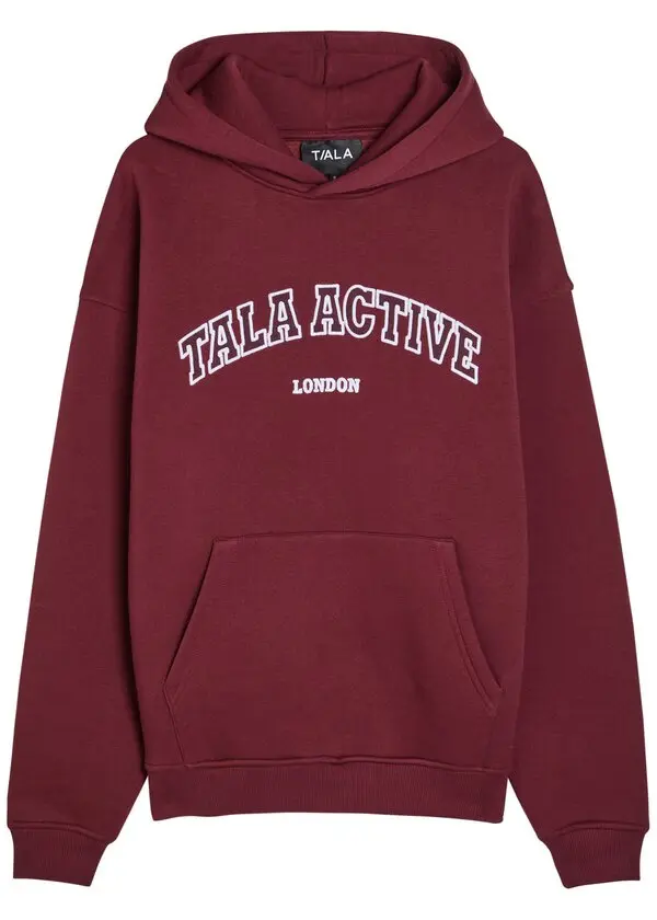 TALA Logo-embroidered Hooded Cotton-blend Sweatshirt - Dark Red