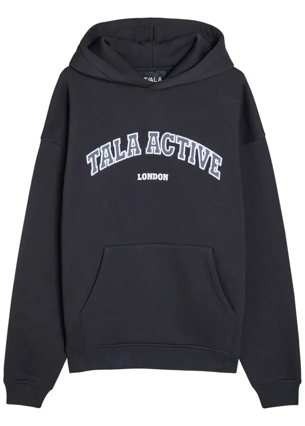 TALA Logo-embroidered Hooded Cotton-blend Sweatshirt - Navy