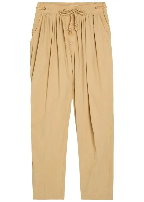 Isabel Marant Falcona Drawstring Woven Trousers - Camel
