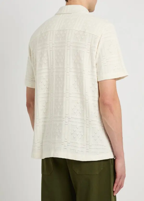 LES DEUX Hector Pointelle Knit Shirt - Ecru