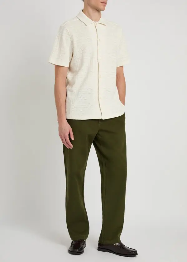 LES DEUX Hector Pointelle Knit Shirt - Ecru