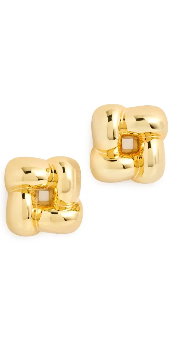 Jenny Bird Medium Woven Square Earrings - High Polish Gold