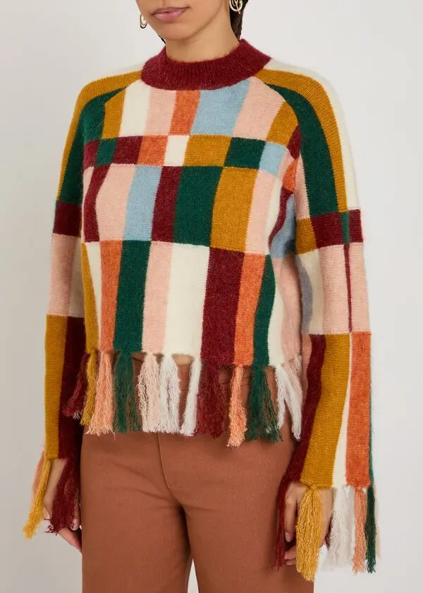 ALEMAIS Marojerelle Checked Wool-blend Jumper - Multicoloured