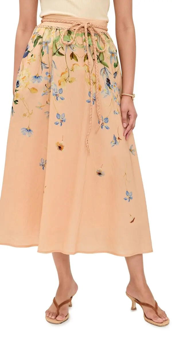 EN SAISON Carrera Midi Skirt - Blush Blue Yellow