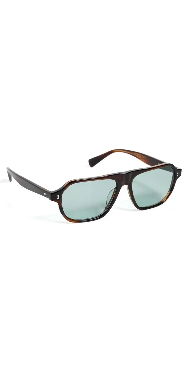 Oliver Spencer Remment Aviator Sunglasses - Morado Tortoise/sea Green