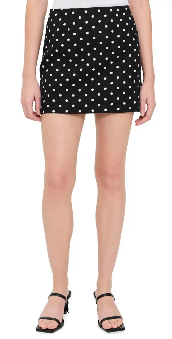 WAYF Elle Mini Skirt - Black Polka Dot
