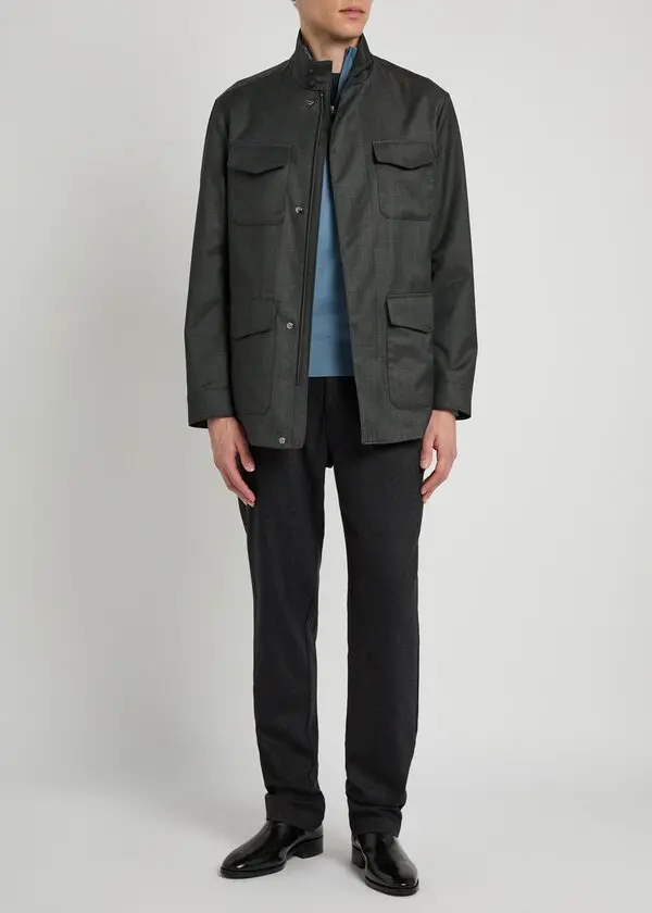 Canali Funnel-neck Wool Jacket
