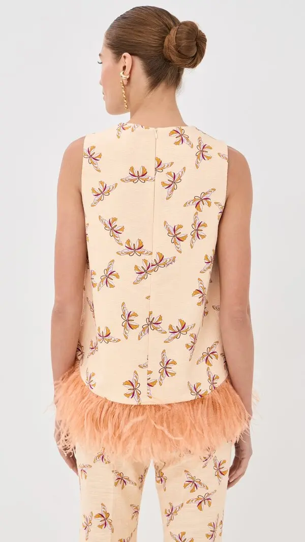 La DoubleJ La Scala Feather-trimmed Top - Farfalla